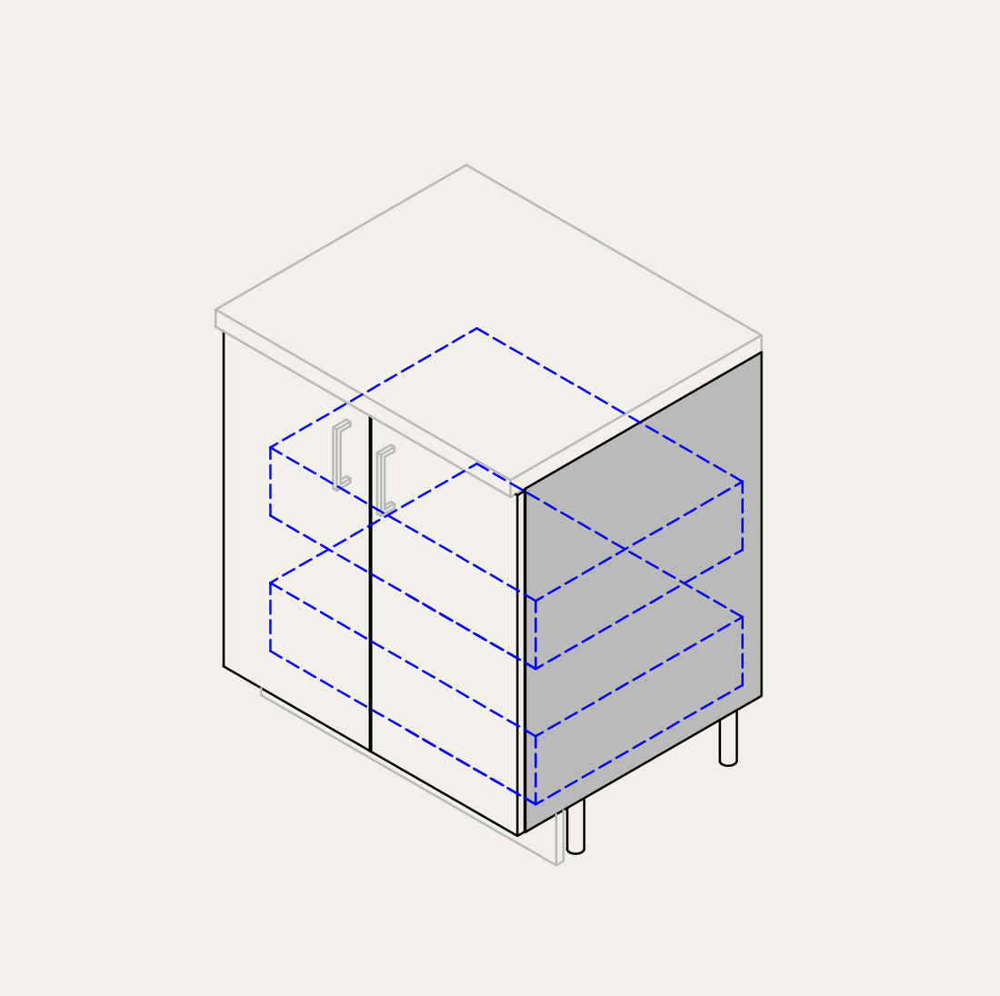 Base - Full Height Doors + 2 Internal Pull-Outs – PALET Cabinetry