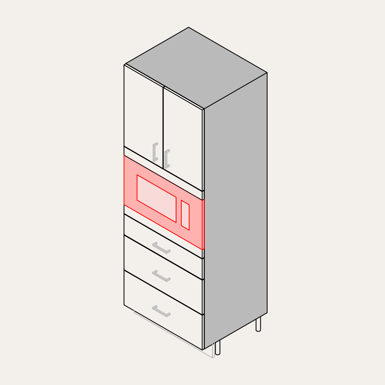 Tall - Built-In Microwave + 3 Drawers – PALET Cabinetry